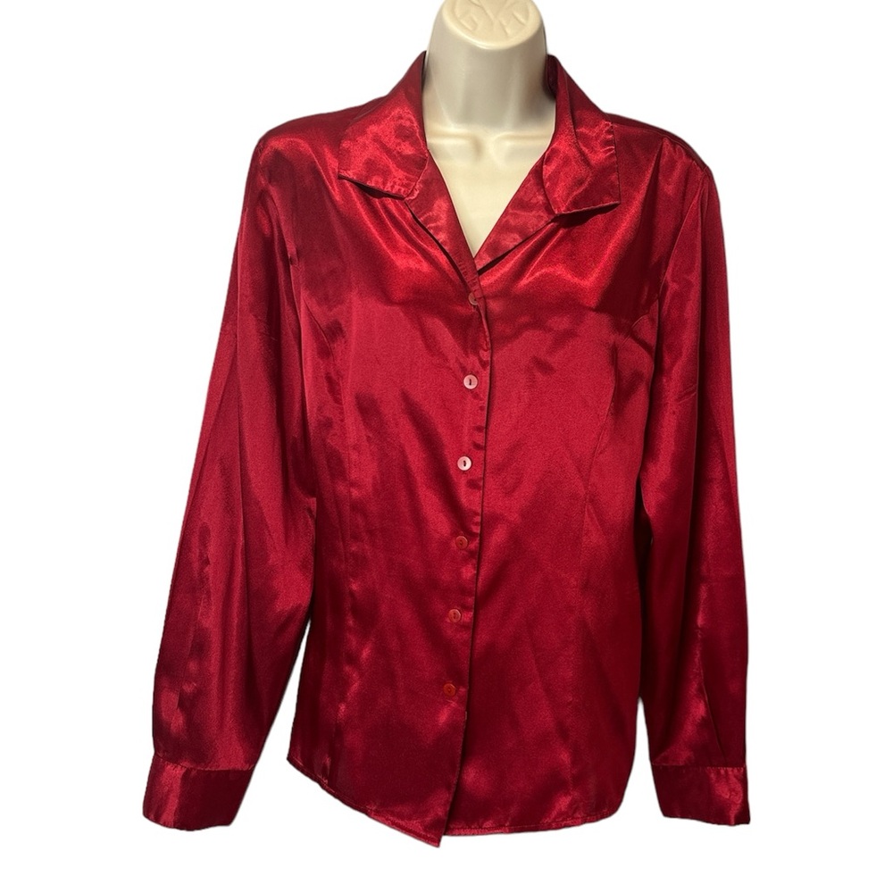 Laura Scott Women's Red Long Sleeve Button Up Shirt T… - Gem